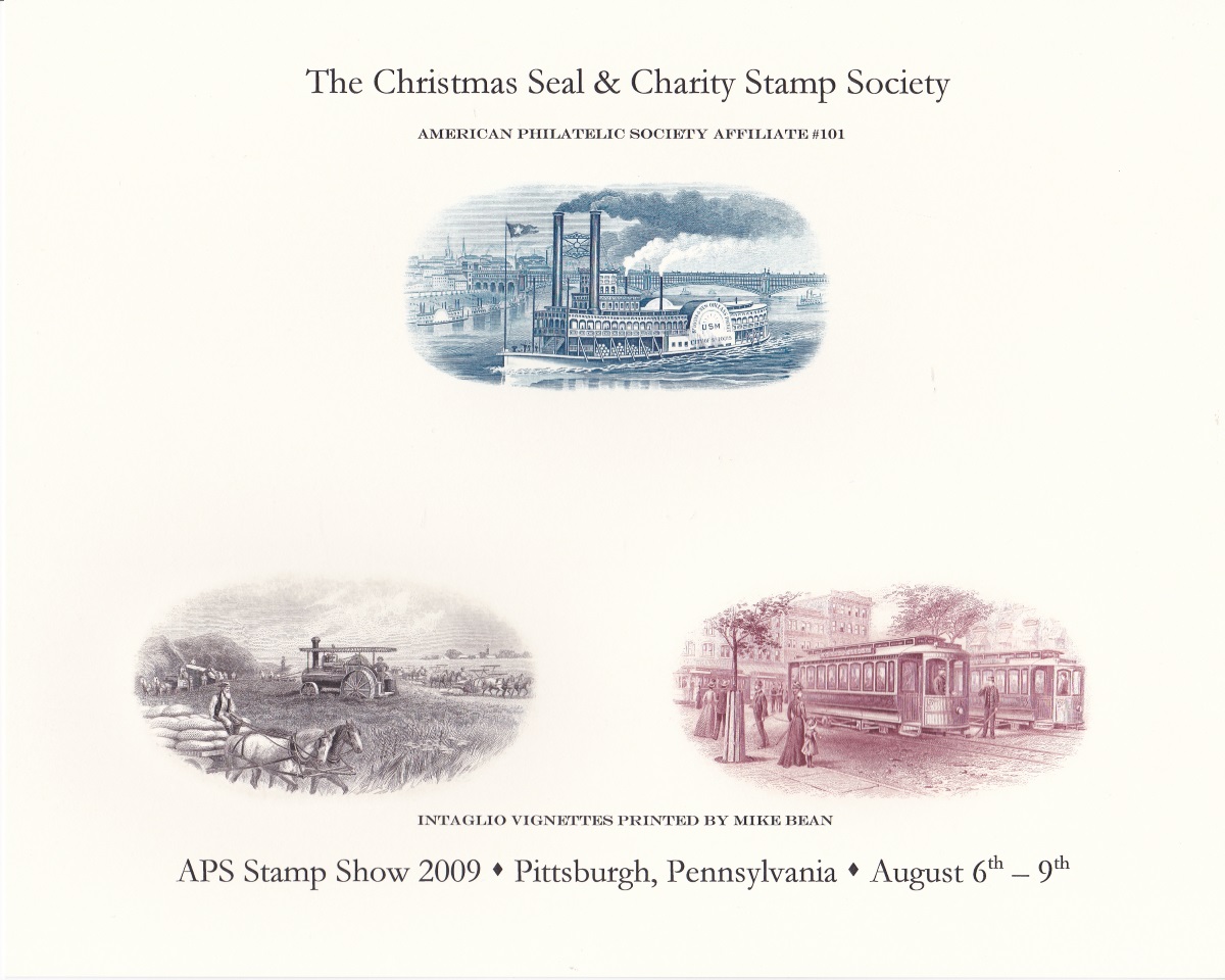 2009 APS StampShow, CS&CSS set of 2 Intaglio Engraved Cards, 3 ...
